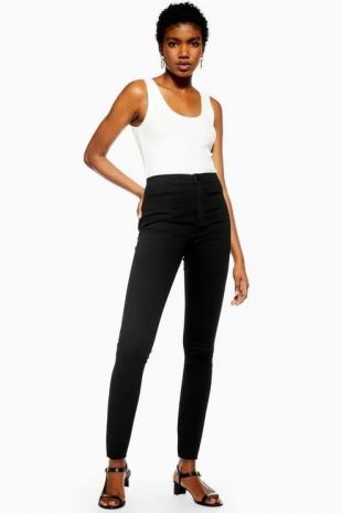 Topshop - Black Zip Hem Joni Jeans