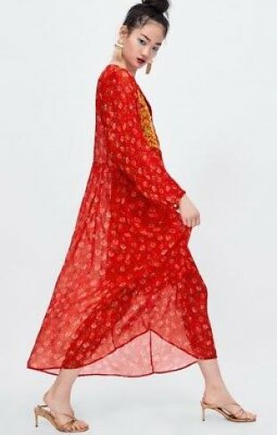 Zara - zara DRESS WITH EMBROIDERED BIB FRONT 7521158 new with tags XS ...