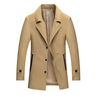wulful - WULFUL Men's Slim Fit Trench Coat Single Breasted Windbreaker ...