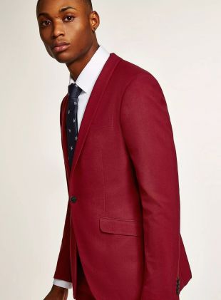 Topman - Bright Red Skinny Suit Jacket