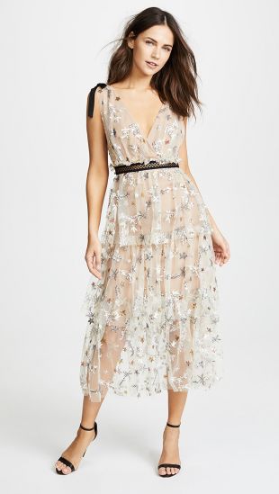 Self Portrait - Star Mesh Midi Dress