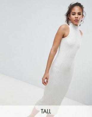 Asos - Knitted Midi Dress In Skinny Rib