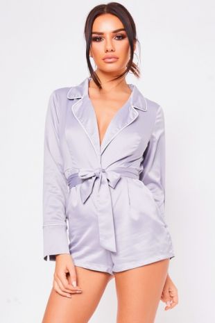 misspap - Grey Belted Playsuit