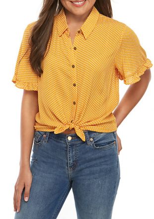 jolt - yellow Ruffled Sleeve Shirt