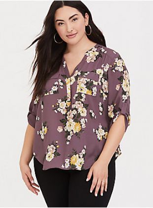 torrid - Mauve Floral Georgette Pullover