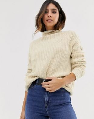 Vero Moda - Vero Moda - Pull col montant surpiqué aux manches - Avoine | ASOS