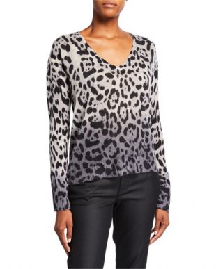 360 Sweater - Lauren Leopard-Print Ombre Cashmere Sweater