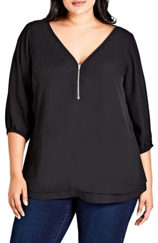 City Chic - City Chic Sexy Fling Zip Front Top