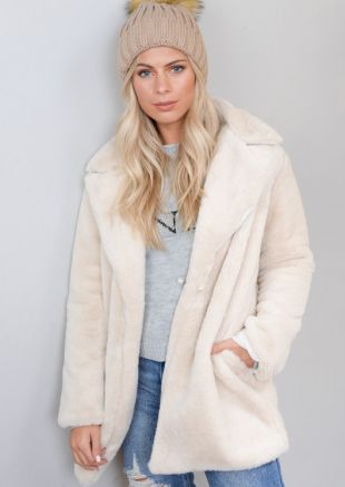 Lily Lulu - Faux Fur Coat Cream