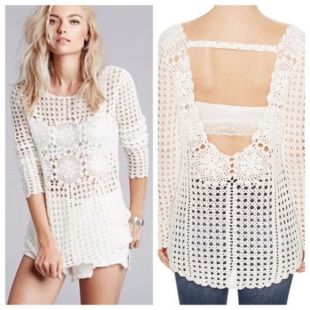 Filet Crochet Open Back Top