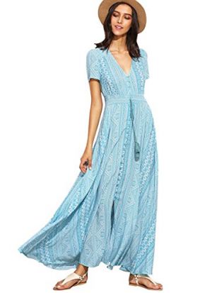 milumia - Milumia Vestido Maxi Elegante con Estampado Floral para Mujer ...