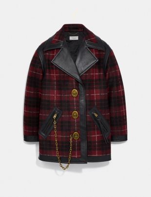 Coach - Wool Coat with Leather Detail