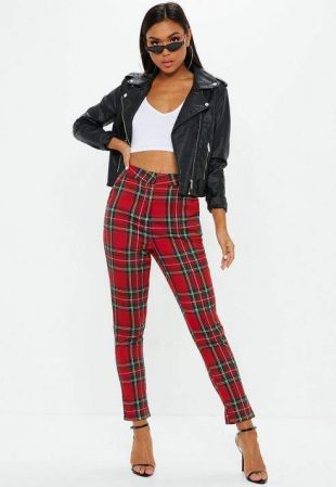 Missguided - Red Plaid Pants