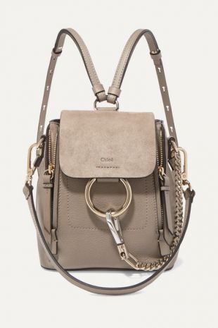 Chloé - Faye mini textured-leather and suede backpack