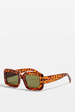 Topshop - Willis Chunky Rectangle Tortoise Shell Sunglasses