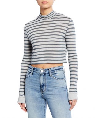 Alexander Wang - Striped Mock-Neck Crop Top