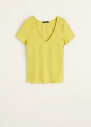 Mango - Yellow Ribbed Top