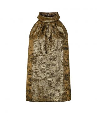 Dorothy Perkins - Metallic Gold Velvet Halter Neck Top
