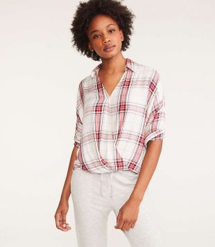 loft - Plaid Cozy Wrap Shirt