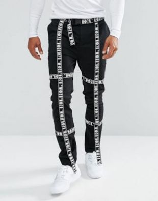ASOS DESIGN - ASOS Skinny Pants With All Over Strapping Detail In Black ...