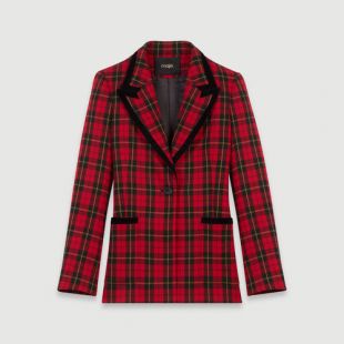 Maje - Velvet Plaid Jacket