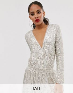 TFNC Tall - TFNC Tall - Body cache-cœur à sequins argentés | ASOS