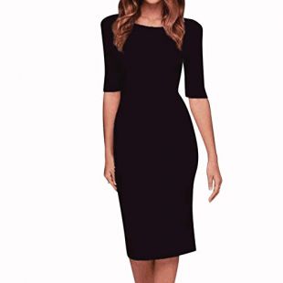 QIANDUOO - QIANDUOO Womens Elegant Backless Bodycon Dress Half Sleeve ...