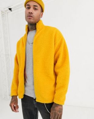 ASOS DESIGN - ASOS DESIGN oversized track top in yellow borg | ASOS
