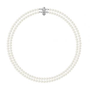 BluePearls - Collier 2 Rangs en Perles de culture Blanc et Argent 925