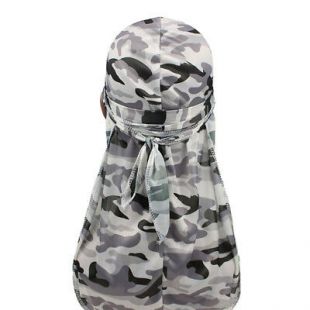 Silky Camo Durag Hat Long Tail Men Women Stitching Camouflage Do Doo Du ...