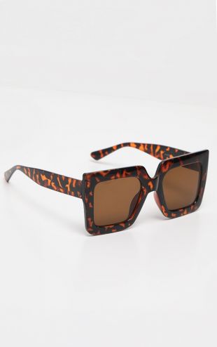 prettylittlething - Tortoise Shell Oversized Chunky Square Sunglasses