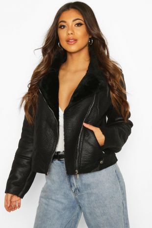 Boohoo - leather jack­et black