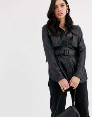 Vero Moda - Vero Moda - Veste en imitation cuir avec ceinture à nouer | ASOS