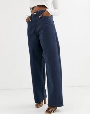 ASOS DESIGN - ASOS DESIGN High rise 'relaxed' dad jeans in smokey blue ...