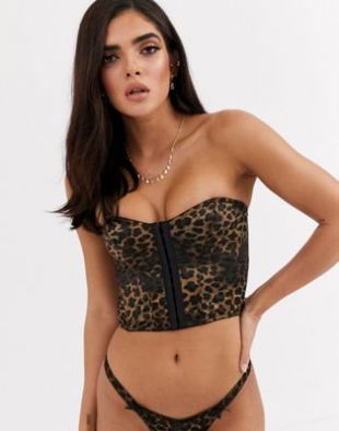 ASOS DESIGN - ASOS DESIGN Mia strapless corset with satin animal print | ASOS