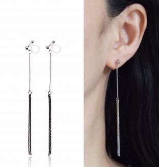 Long Silver Threader Invisible Clip On Earrings Dangle Chain Clip on ...