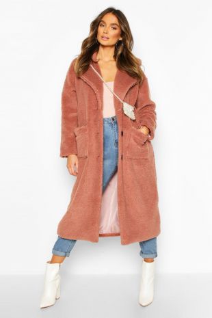 Boohoo - Longline Teddy Faux Fur Coat | Boohoo