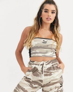 Puma - Puma - Top bandeau camouflage - Beige | ASOS