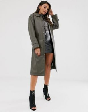 ASOS DESIGN - ASOS DESIGN - Trench-coat en imitation cuir - Kaki | ASOS
