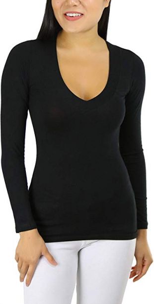 tobeinstyle - Women's Long Sleeve V-Neck T-Shirt