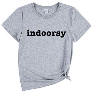 Fannoo - Funny Saying Letter Print Indoorsy T Shirt