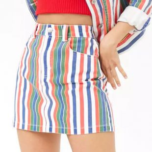 forever21 - Multicolor Striped Denim Mini Skirt