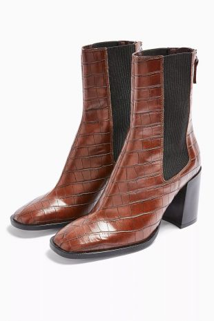 Topshop - Croc Chelsea Boots