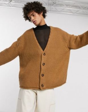 Asos - Heavyweight Oversized Cardigan in Tan