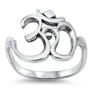 Plain Om Sign Symbol .925 Sterling Silver Ring