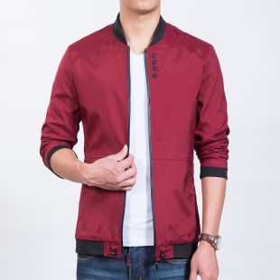 Nouveau 2016 Rouge Hommes Veste de Baseball Col Boutons Bomber Veste ...
