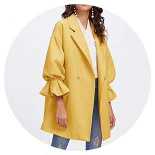 jifnhtrs - Yellow Elegant Cuff Coat