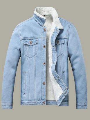 Shein - Sherpa Lined Denim Trucker Jacket