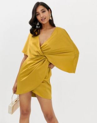 ASOS DESIGN - Asymmetric Satin Mini Dress