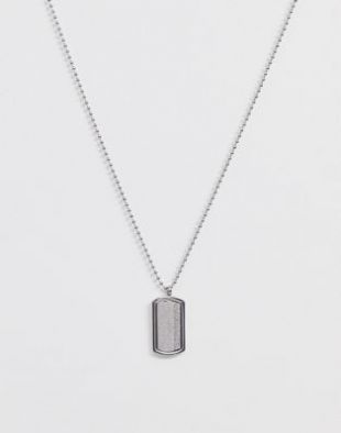 Seven London - Seven London - Collier avec pendentif plaque - Argenté ...